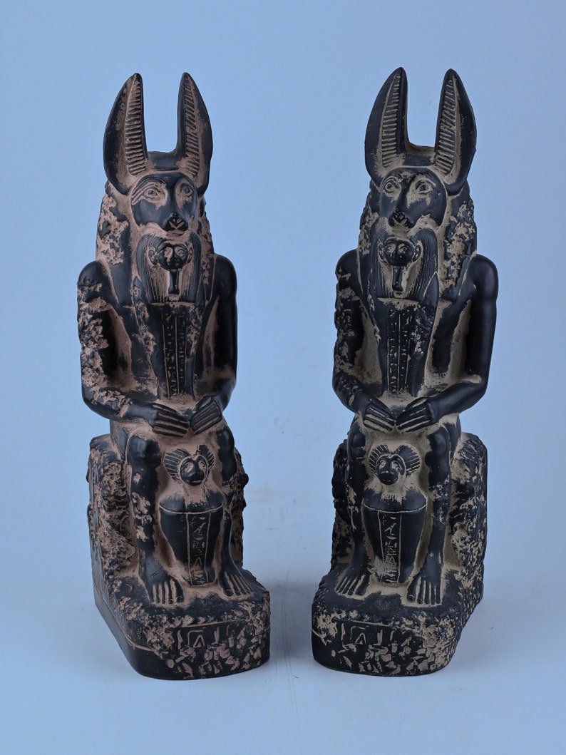 Unique Seated Anubis Holding a Mummy Form With a Hapi son of - Etsy