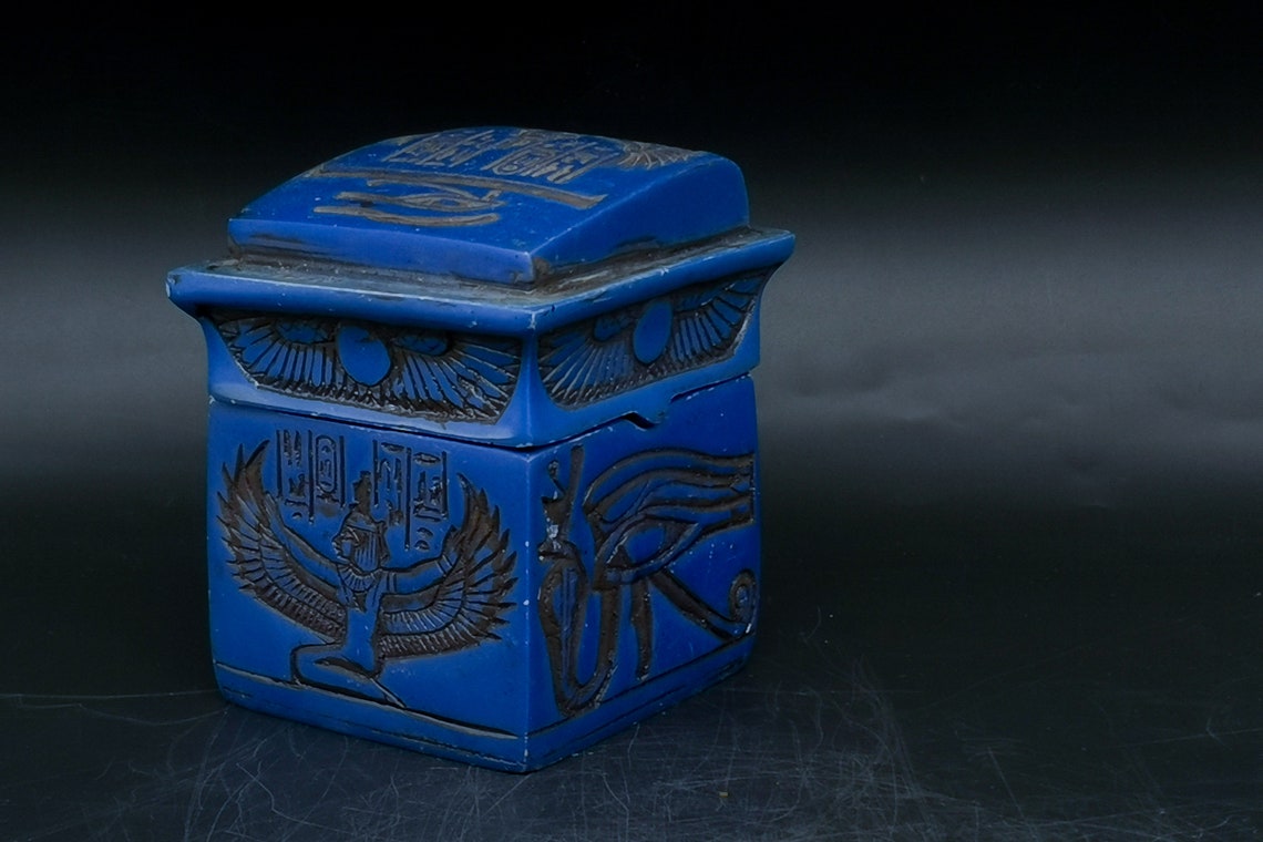 Canopic box 4 jars Pharaonic art Carved inscriptions stone | Etsy