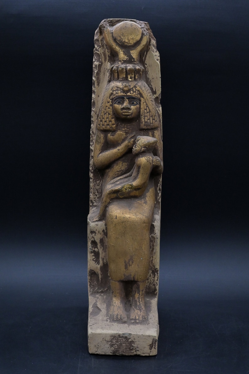 Egyptian Art Goddess Isis Breastfeeding Baby Horus Large Heavy - Etsy