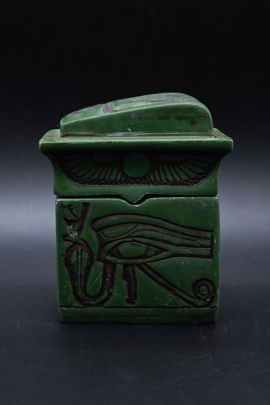 Canopic Box 4 Jars Pharaonic Art Carved Inscriptions Stone Made in ...