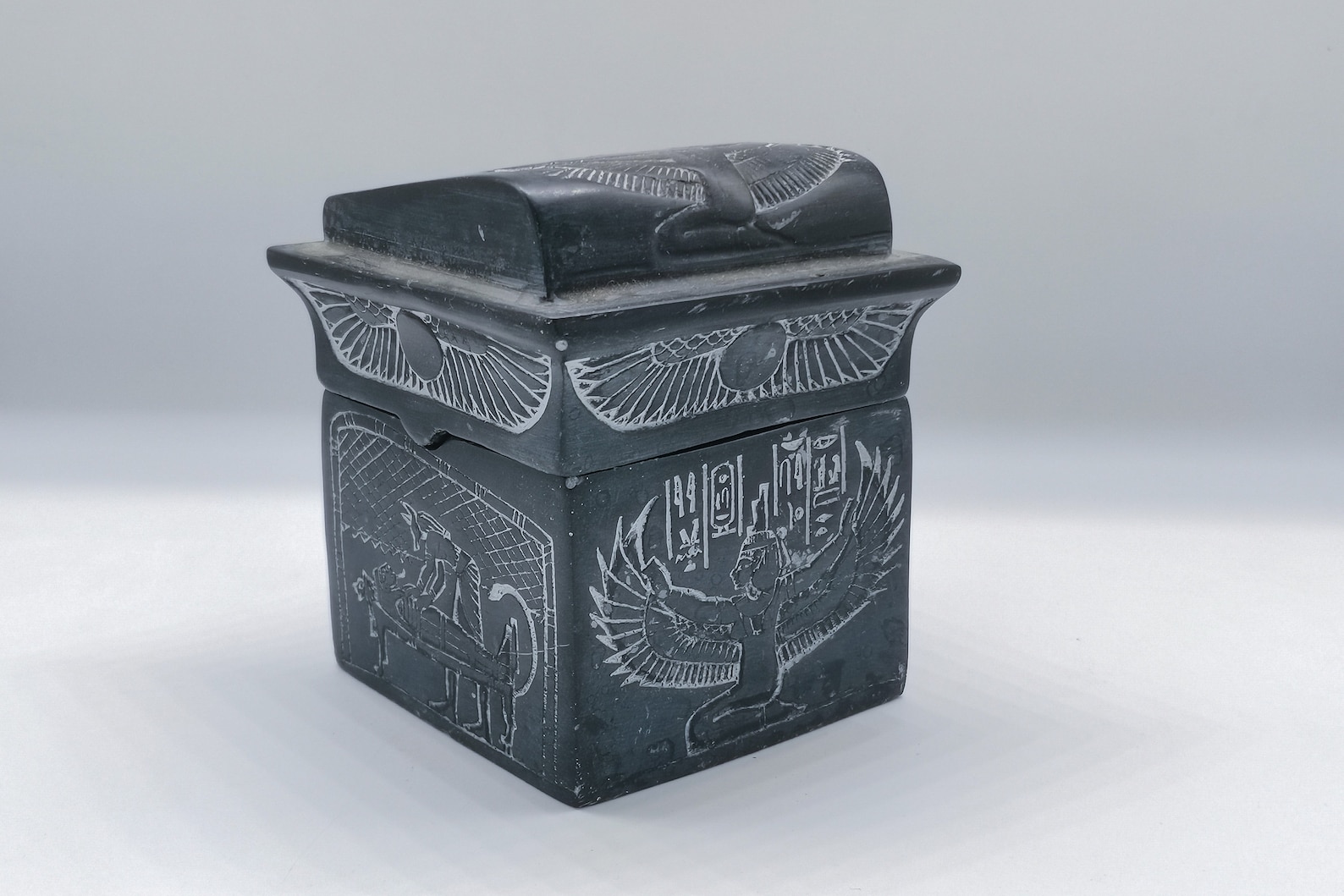 Canopic Box 4 Jars Pharaonic Art Carved Inscriptions Stone Made in ...