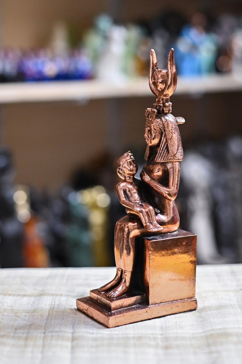 Egyptian Art Goddess Isis Breastfeeding Baby Horus Made in - Etsy