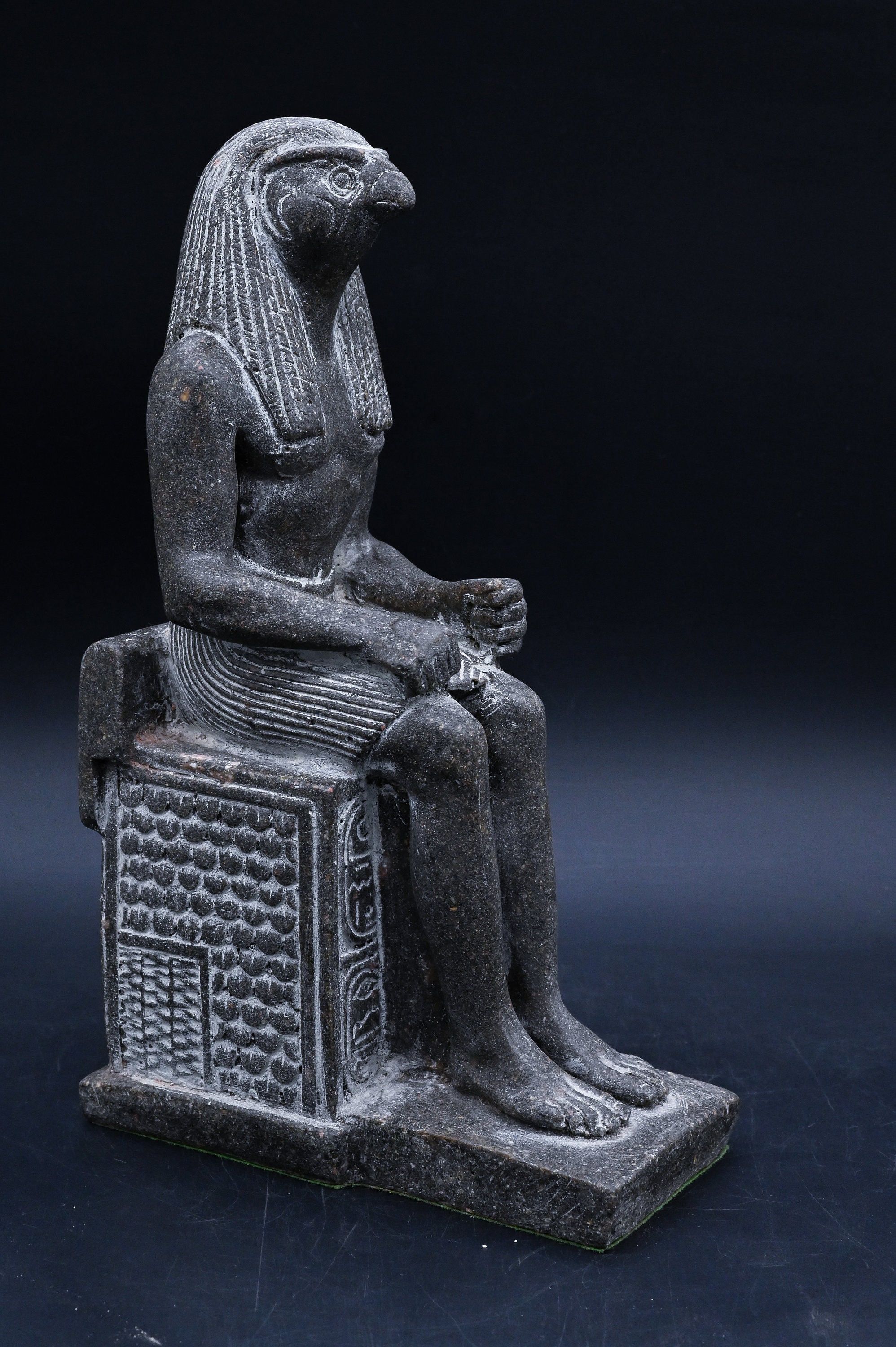 Egyptian Statue of God Horus Seated Large Heavy Granite Stone - Etsy