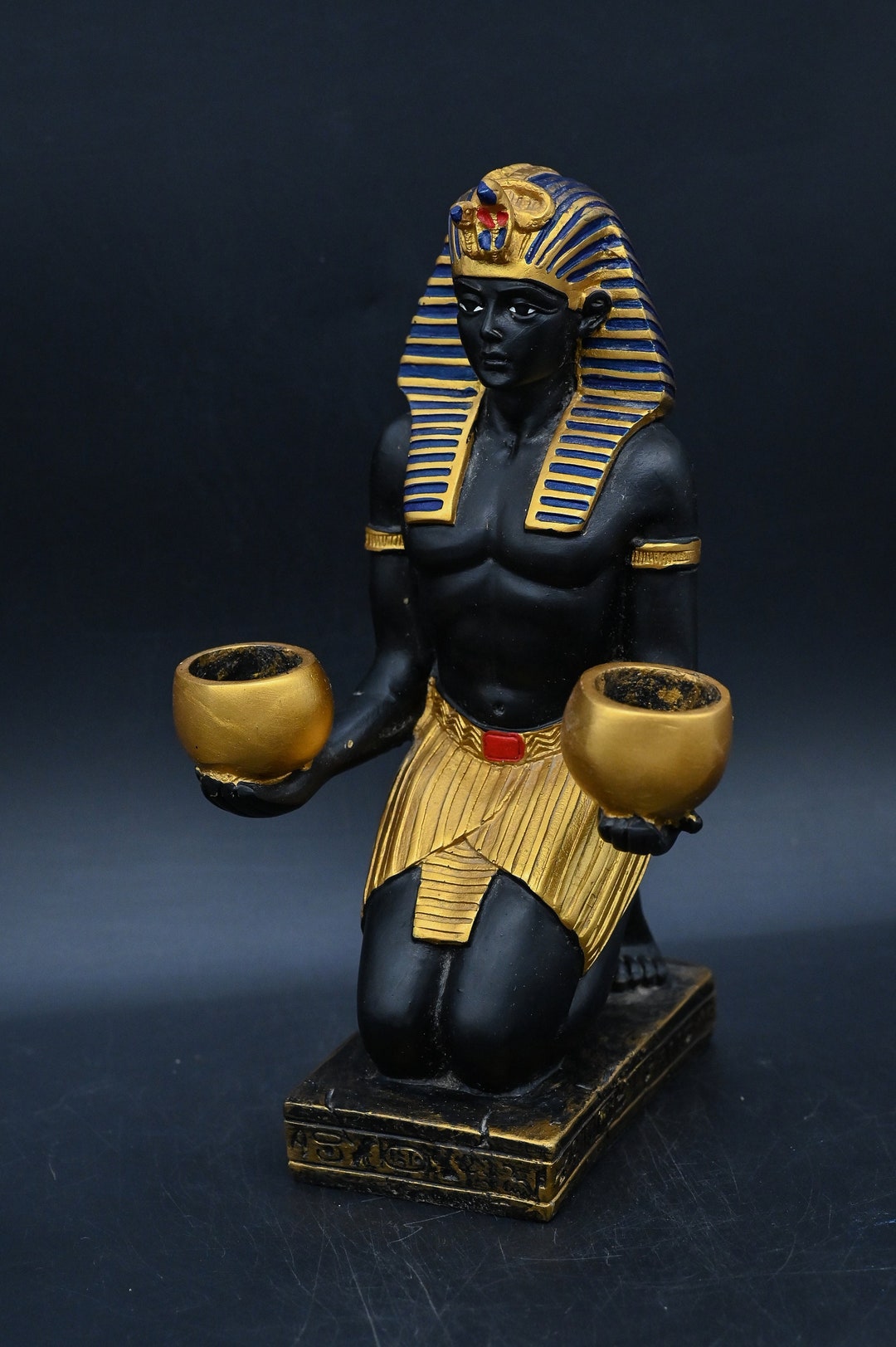 Rare Statue of King Tutankhamun Seated Offering Offerings to the Gods ...