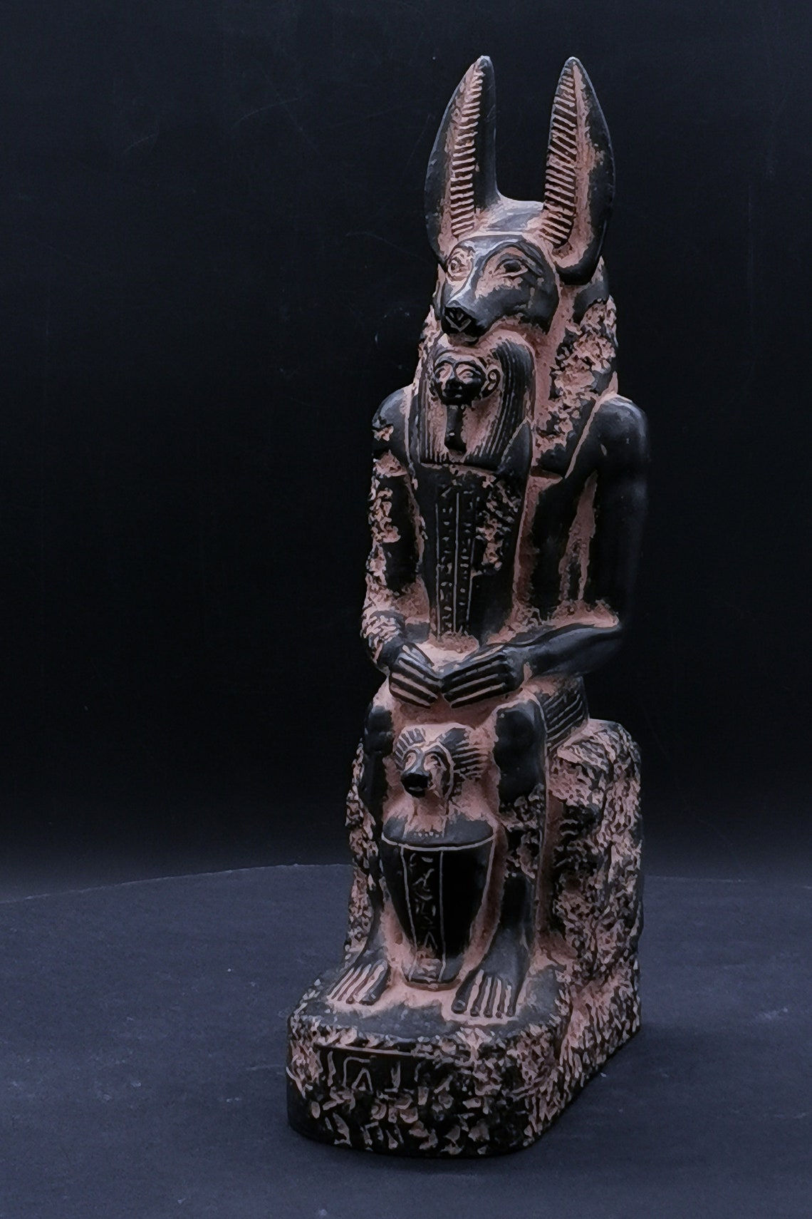 Unique Seated Anubis Holding a Mummy Form With a Hapi son of | Etsy