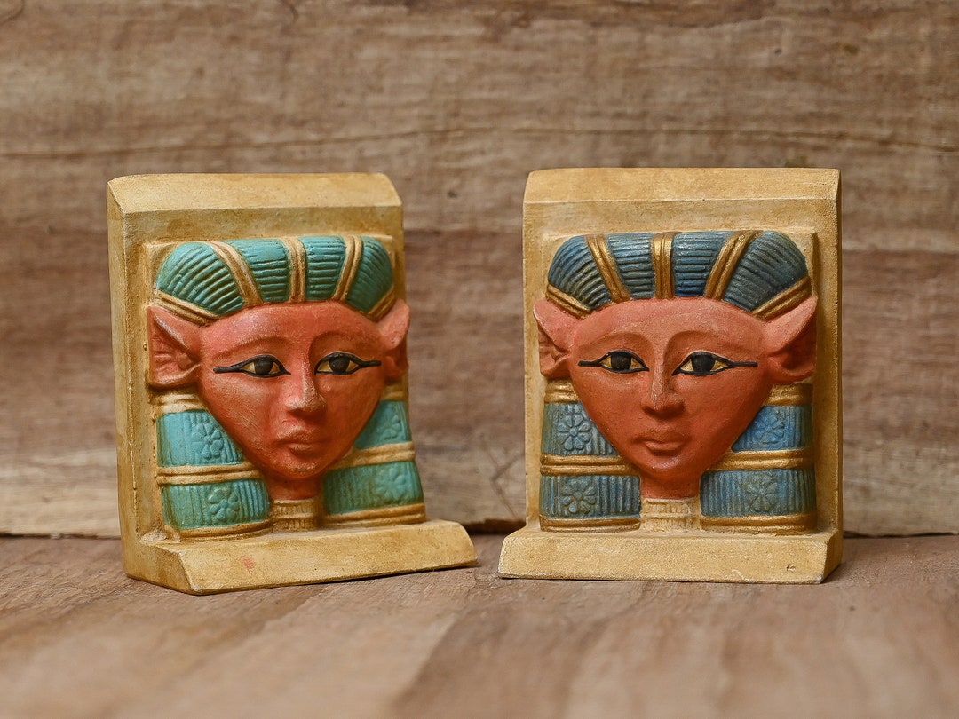 Egyptian Hathor Bookends: Handmade Pharaoh Decor - Etsy