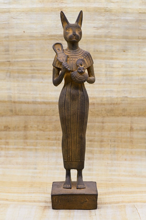 Egyptian Goddess Bastet Cat Large Statue Black Made in Egypt - Etsy