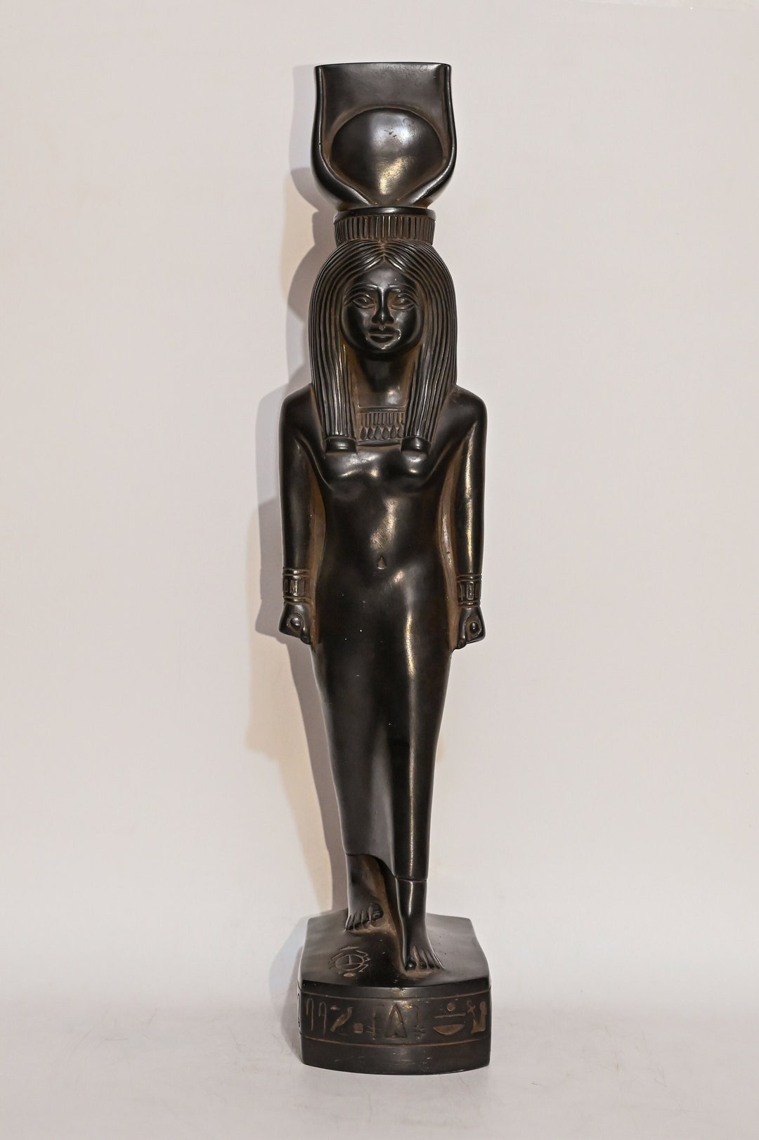 Egyptian Statue of Goddess Isis Large Heavy Stone Black Made - Etsy