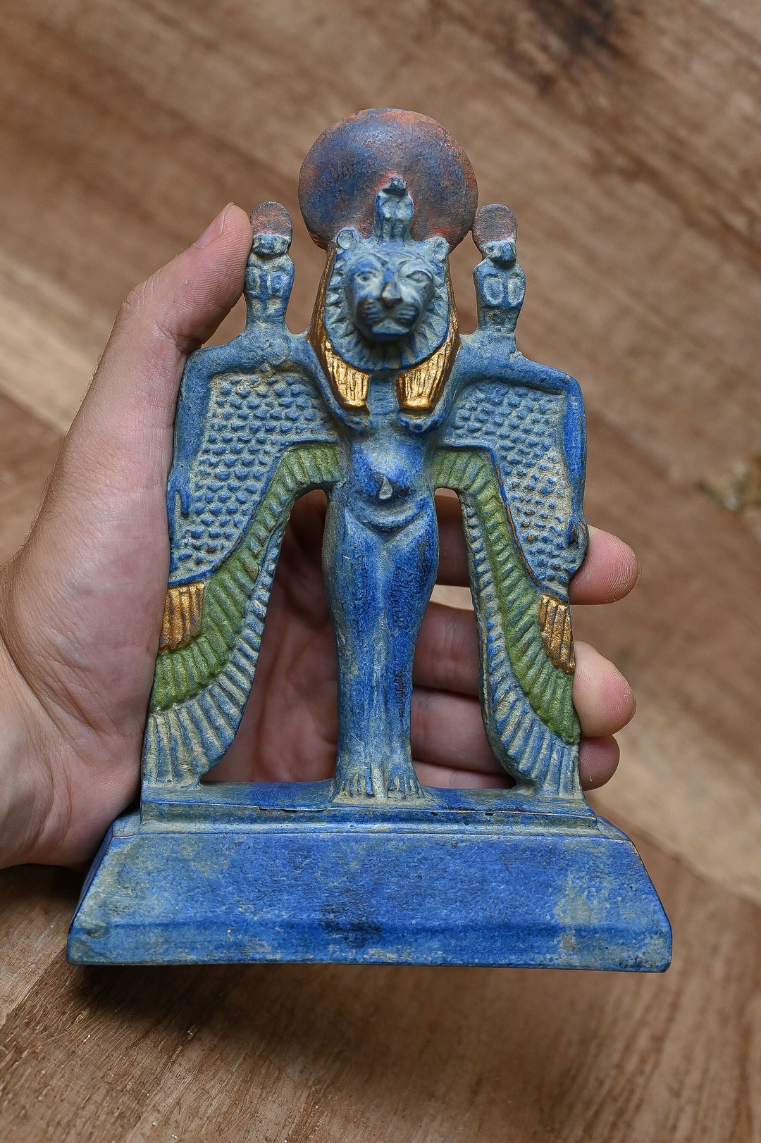 Statue of Egyptian Goddess Sekhmet Winged, Lady of War - Goddess of War - Ptah's Wife - Nefertum ...