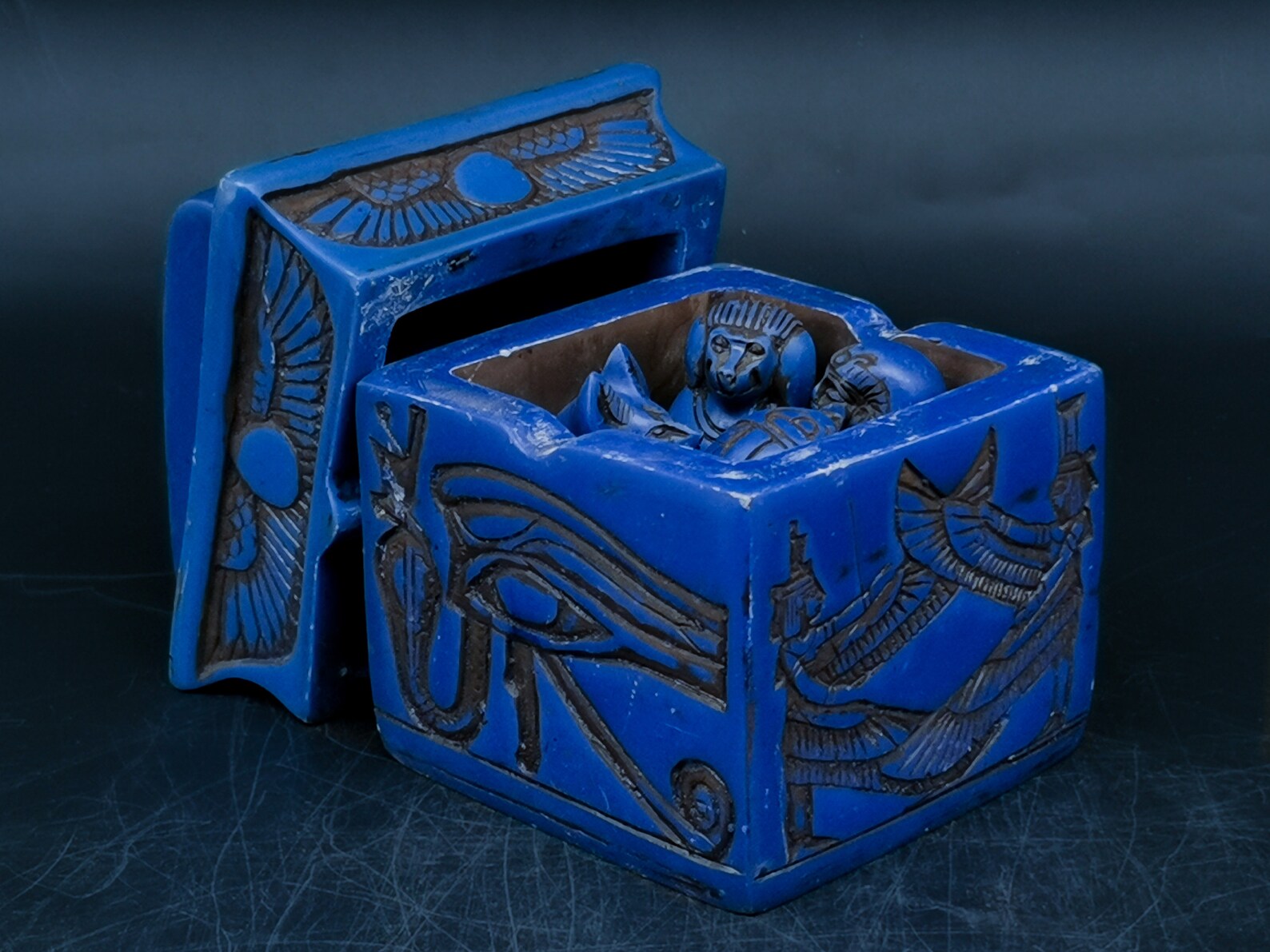 Canopic Box 4 Jars Pharaonic Art Carved Inscriptions Stone Made in ...