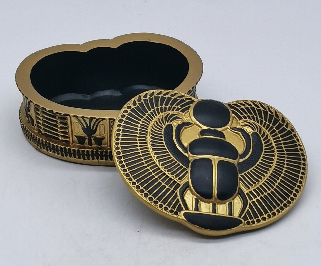 Egyptian Jewelry Box Scarab Decorative Art Pharaonic HIEROGLYPHICS Made ...