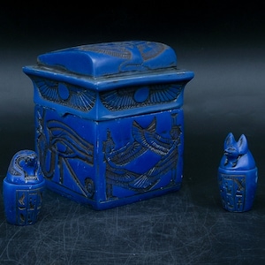 Canopic Box 4 Jars Pharaonic Art Carved Inscriptions Stone Made in ...