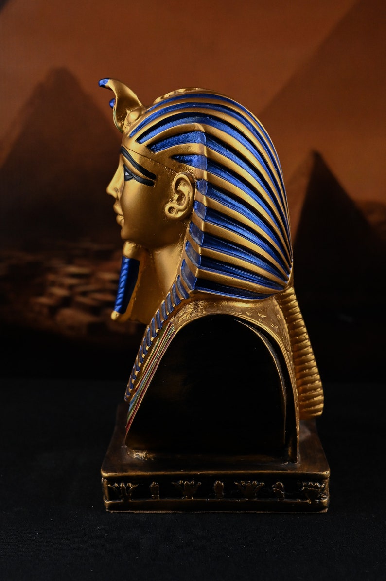 Unique Ancient Egyptian Statue of the Head of King Tutankhamun, Hand ...