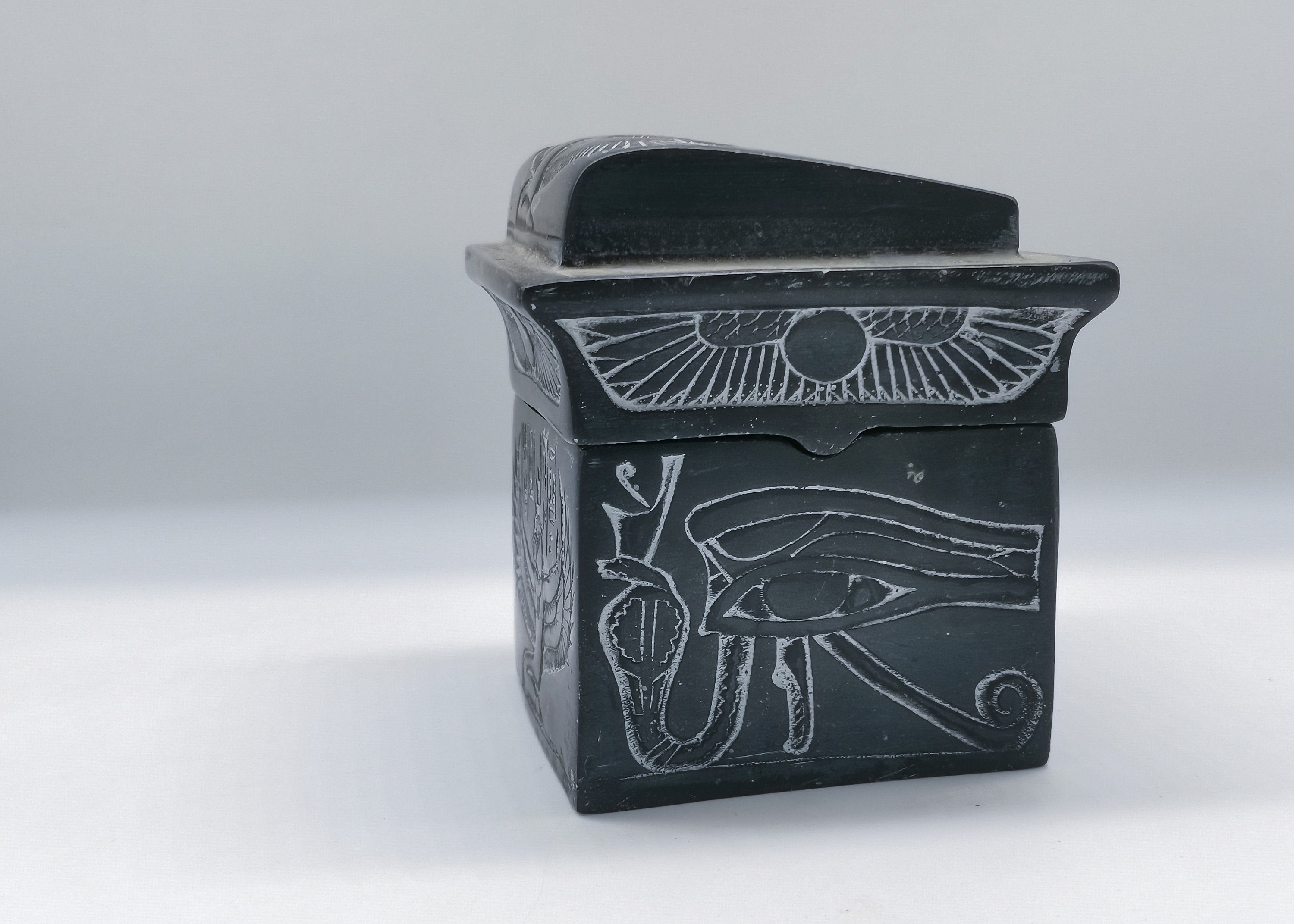 Canopic Box 4 Jars Pharaonic Art Carved Inscriptions Stone Made in ...