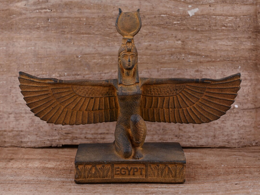 Egyptian Isis Statue With Open Wings, Stone Sculpture - Etsy