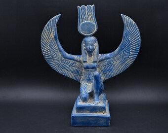 Egyptian Statue of Goddess Isis Large Heavy Stone Black Made - Etsy