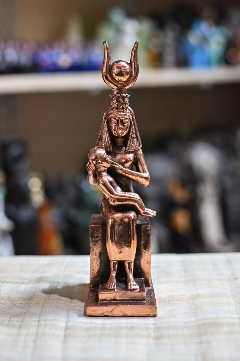 Egyptian Art Goddess Isis Breastfeeding Baby Horus Made in - Etsy