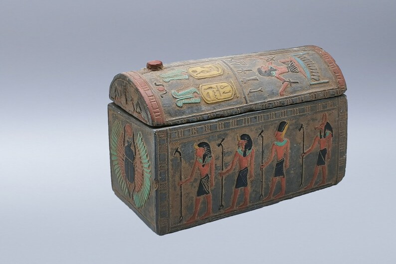 Egyptian Art Box Decorated Pharaonic Inscriptions Colored Made - Etsy