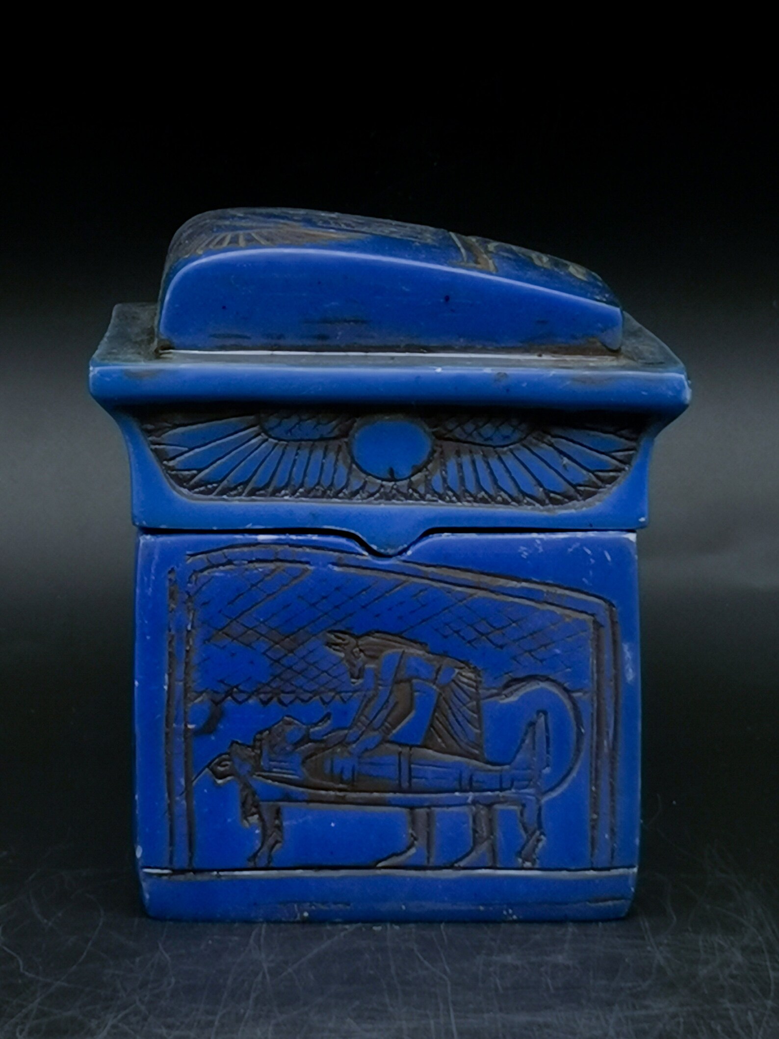 Canopic Box 4 Jars Pharaonic Art Carved Inscriptions Stone Made in ...