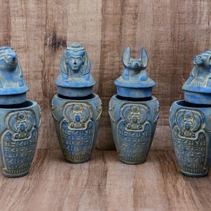 Canopic Jars Unique Egyptian Art Set of 4 Canopic Jars sons of Horus ...