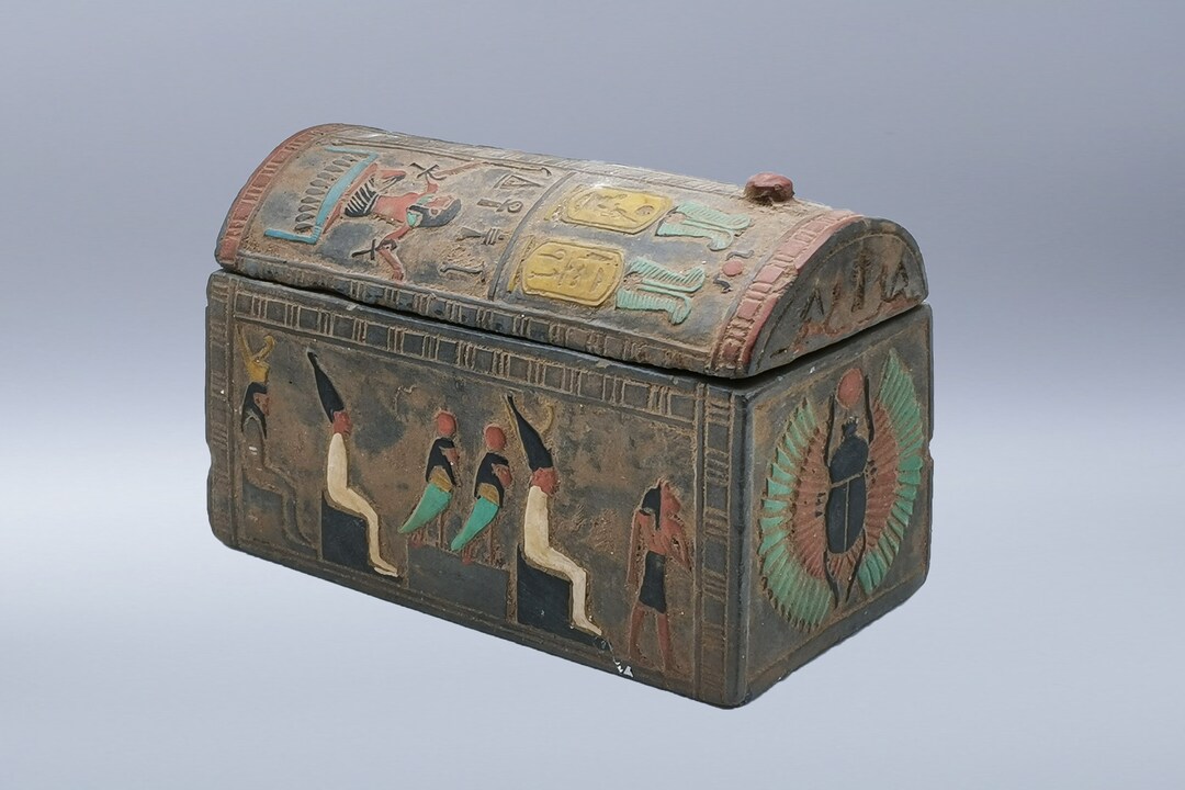 Egyptian Art Box Decorated Pharaonic Inscriptions Colored Made in Egypt ...