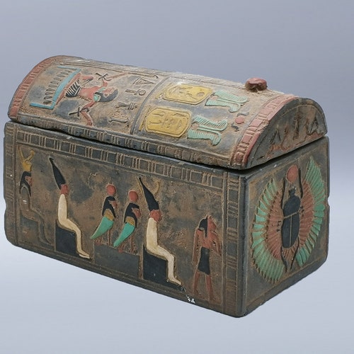 Egyptian Art Box Decorated Pharaonic Inscriptions Colored Made - Etsy