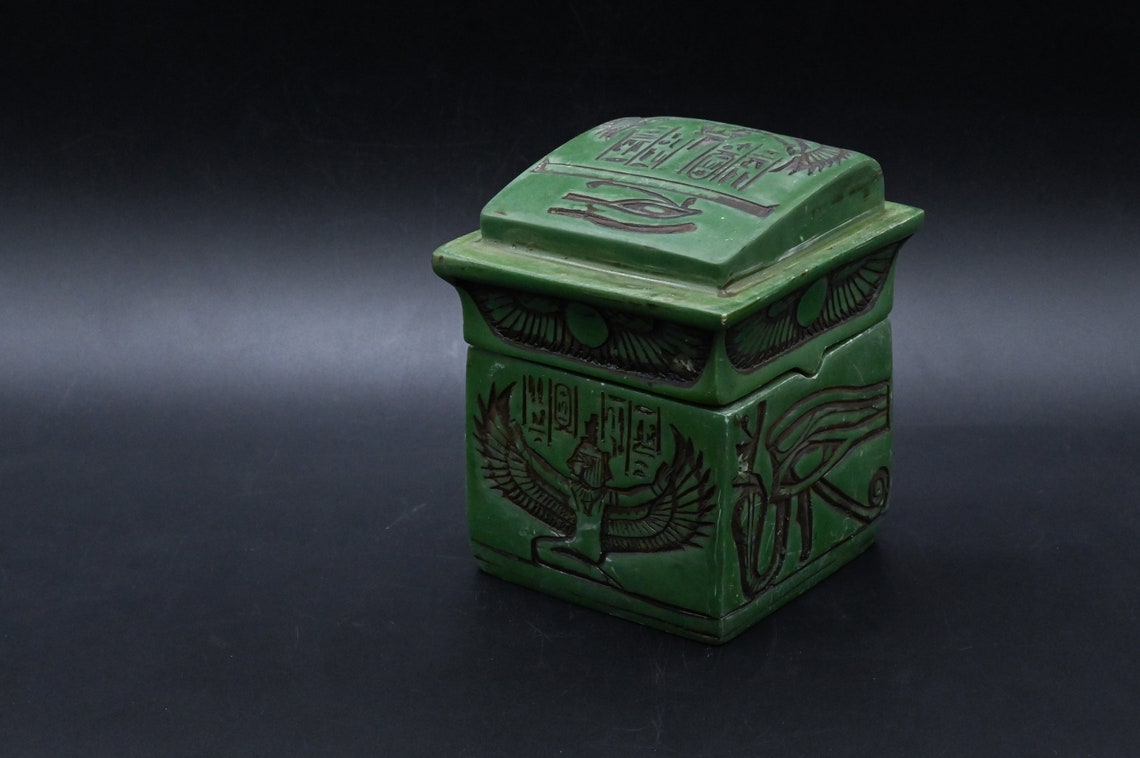 Canopic Box 4 Jars Pharaonic Art Carved Inscriptions Stone Made in ...
