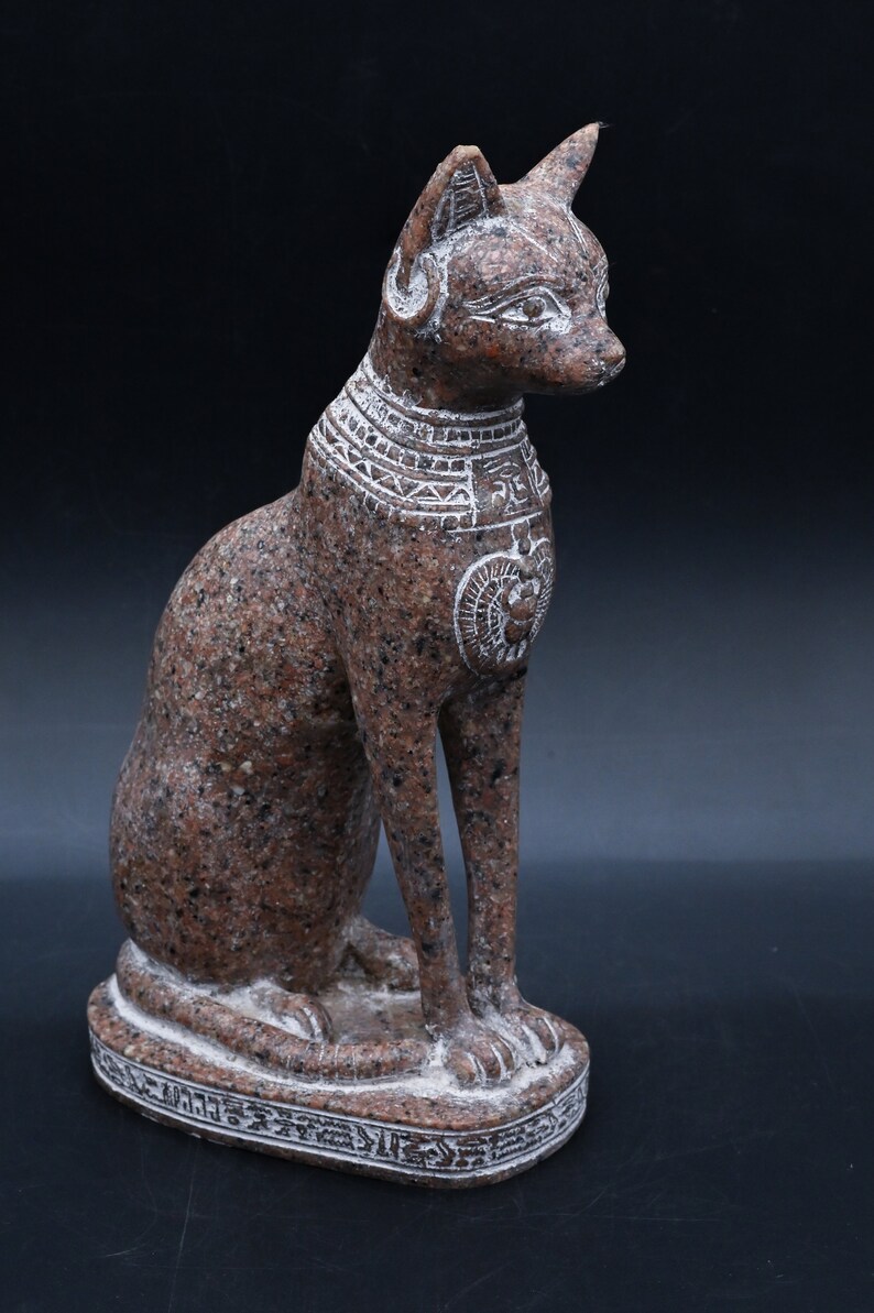 Unique Statue of Egyptian Goddess Bastet Cat With Scarab 3 - Etsy