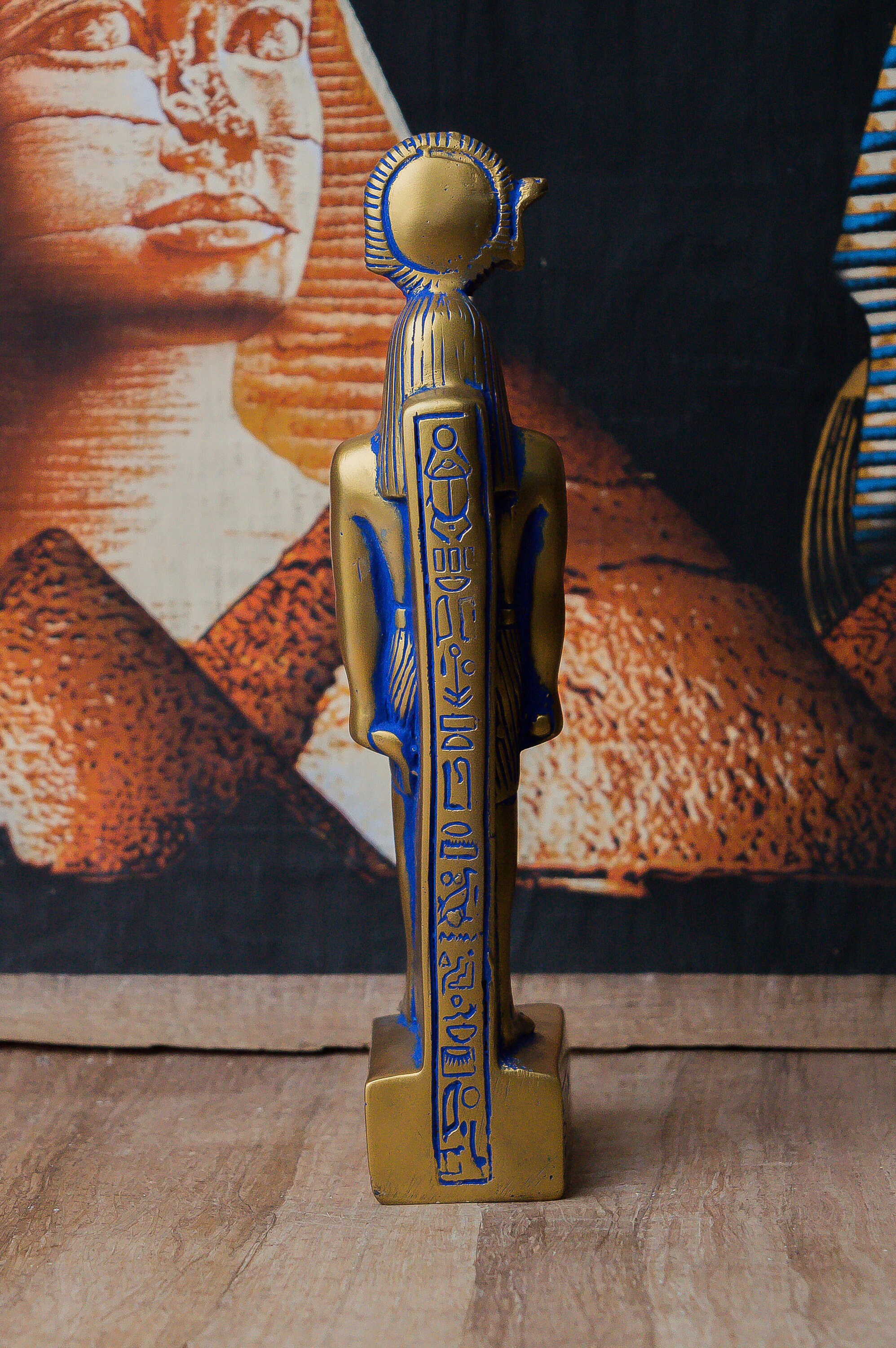 Egyptian Statue of Ra Harakhte Sun God Crowned With a Solar Disk Made ...