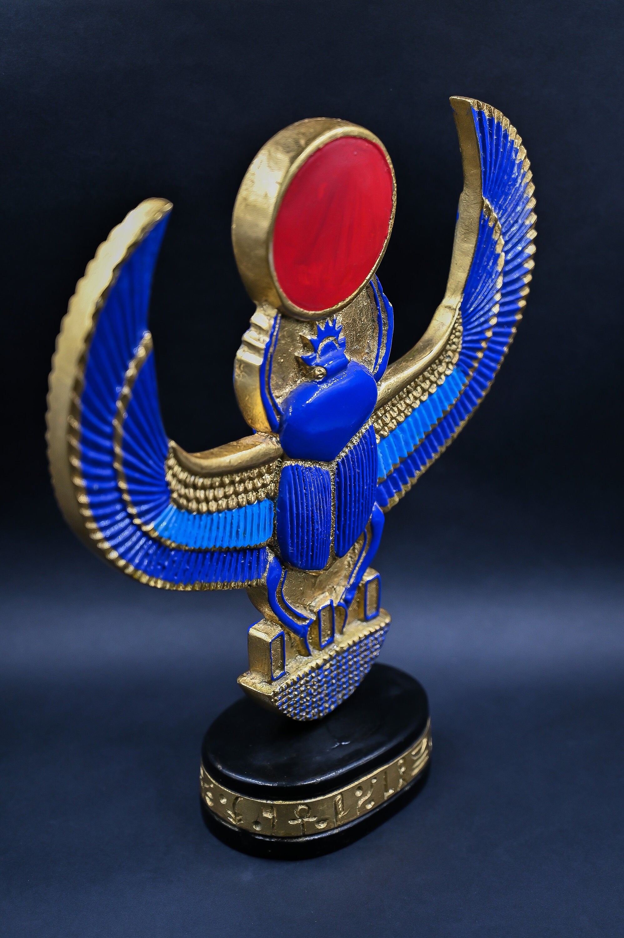 EGYPTIAN Statue of Winged SCARAB BEETLE Khepri Heavy Gold Leaf Made in ...