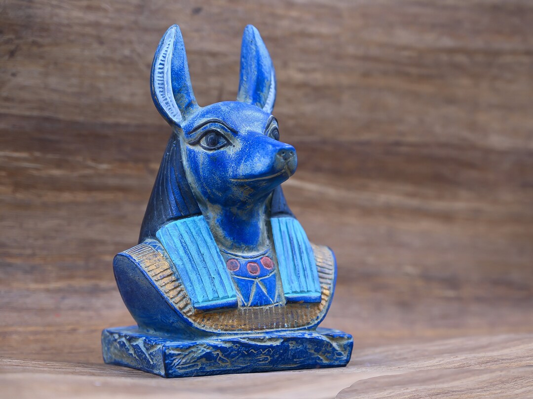 Anubis - Great Statue of God of Death Anubis's Head Blue Stone Made in ...