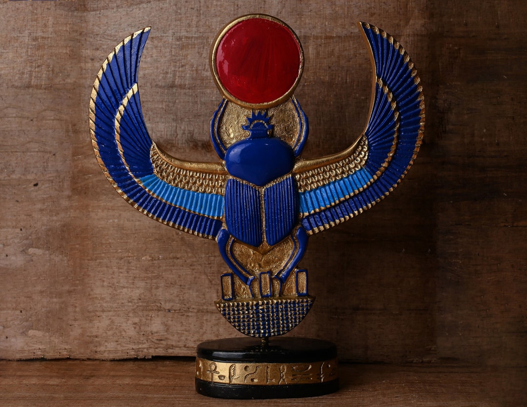 EGYPTIAN Statue of Winged SCARAB BEETLE Khepri Heavy Gold Leaf - Etsy