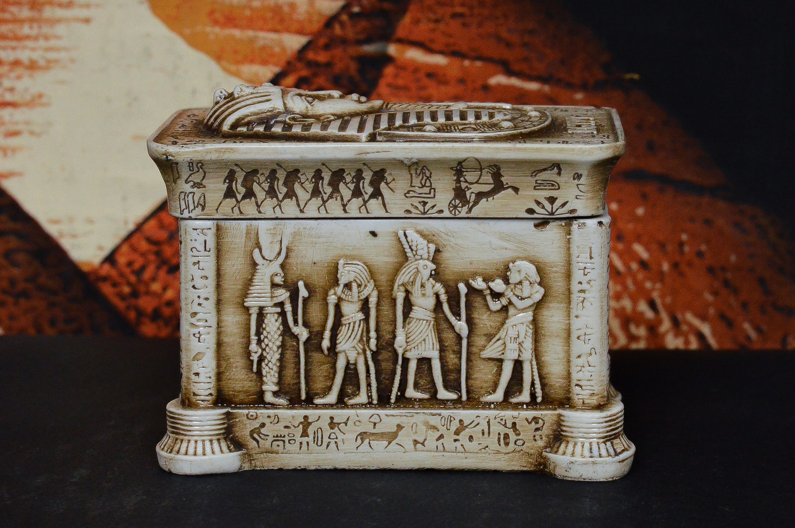 Egyptian Box of King Tutankhamun Decorated With Pharaonic Inscriptions ...
