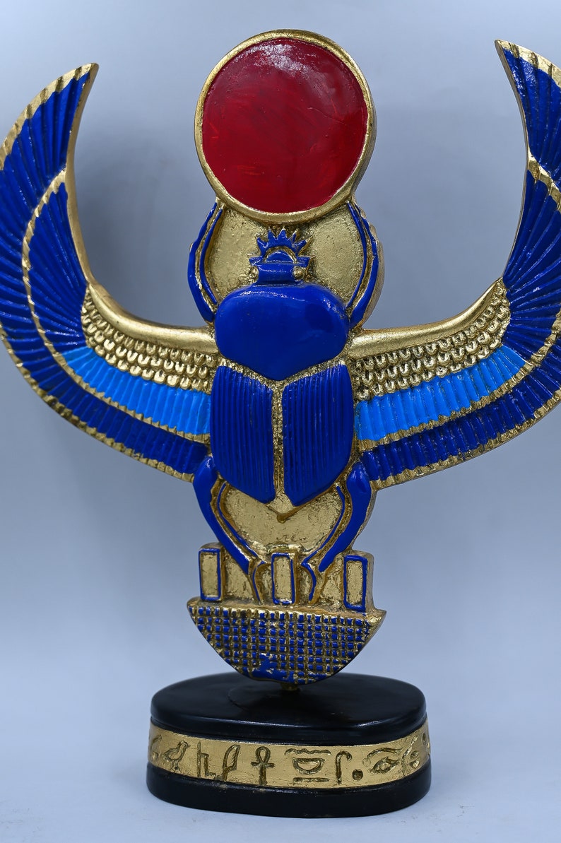 EGYPTIAN Statue of Winged SCARAB BEETLE Khepri Heavy Gold Leaf Made in ...