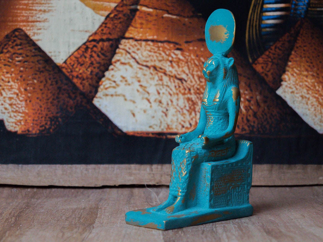 Egyptian Statue of Egyptian Goddess Sekhmet Lady of War Seated Made in ...