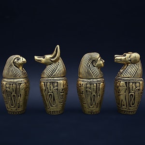Set of Four Canopic Jars Organs Sculpture Ancient Egyptian Art Heavy ...