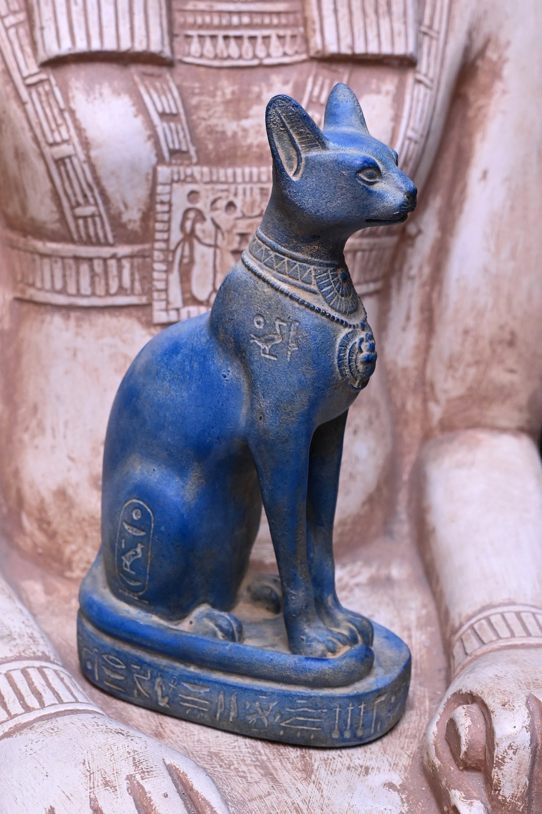 Unique Egyptian Goddess Bastet Cat Large Statue Heavy Stone Made in ...