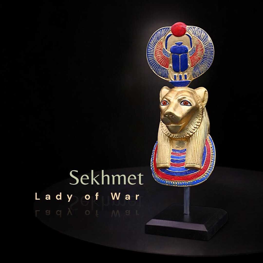 Egyptian Sekhmet Statue: Gold Leaf Goddess of War - Etsy