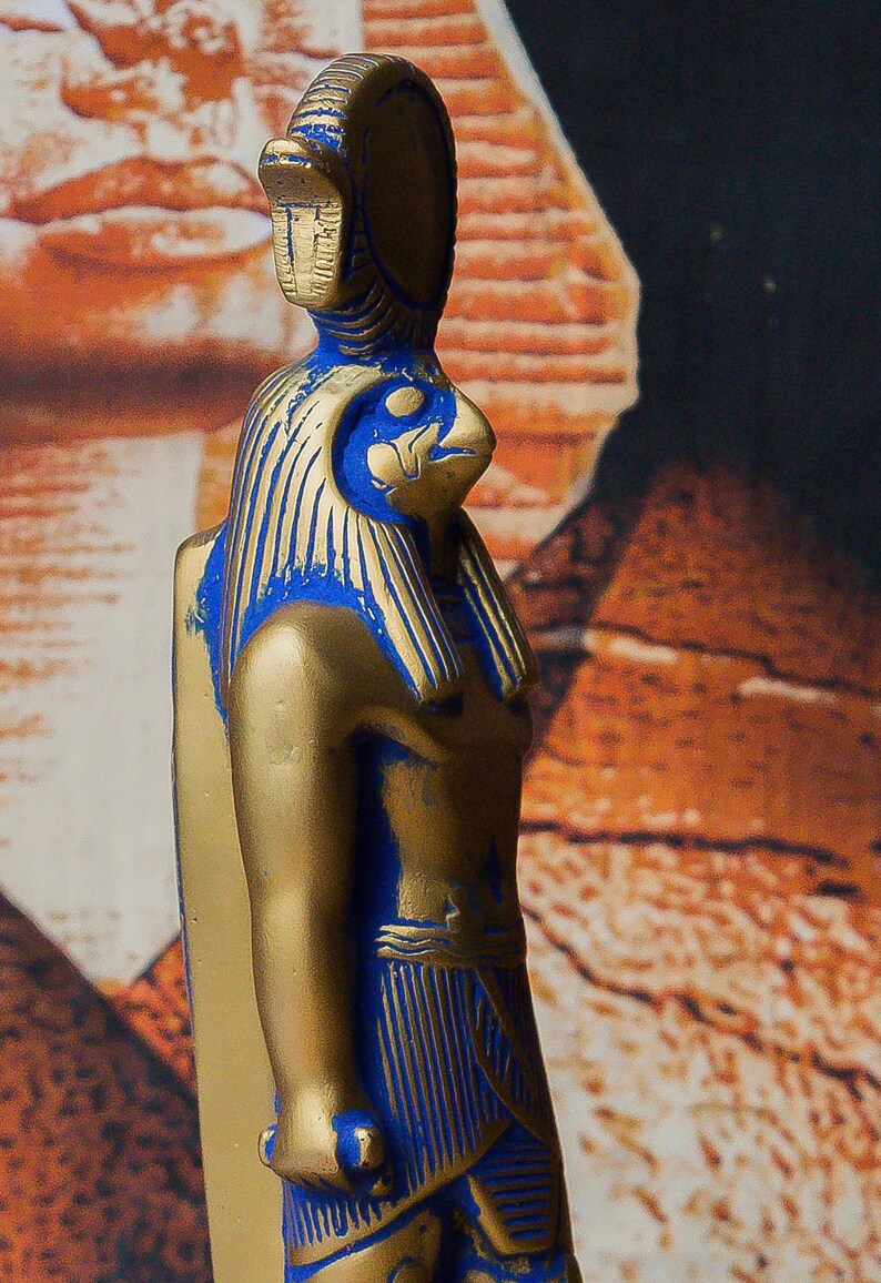 Egyptian Statue of Ra Harakhte Sun God Crowned With a Solar Disk Made ...