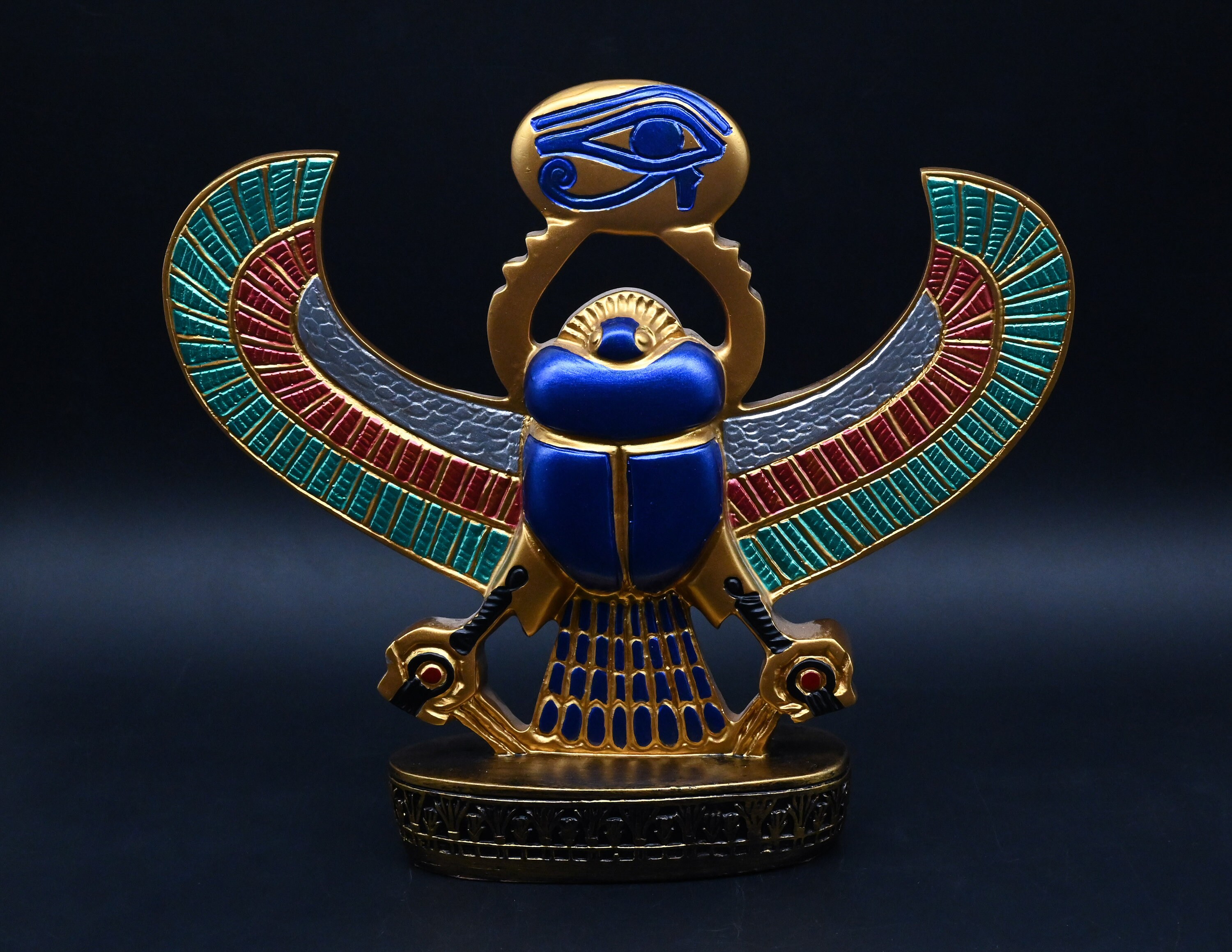 EGYPTIAN Statue of Winged SCARAB BEETLE Khepri 3 Style Made in - Etsy