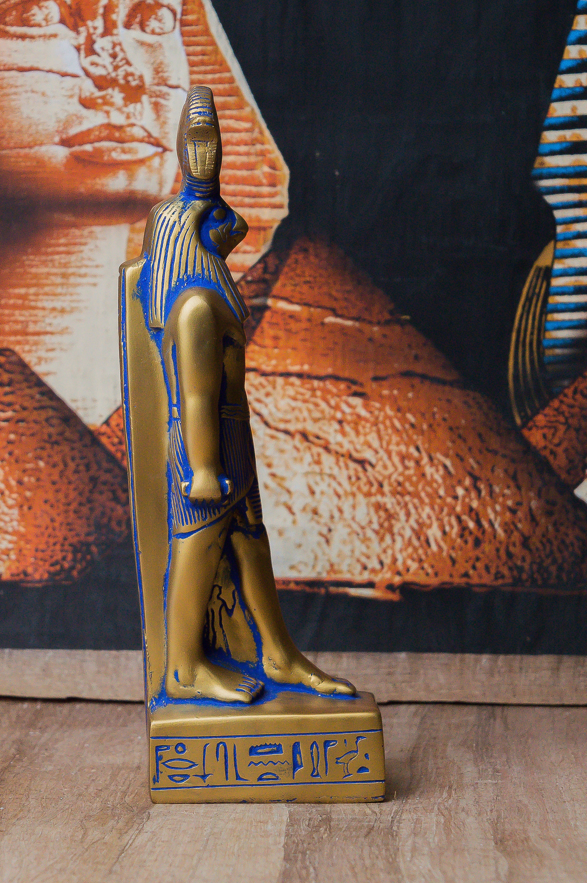 Egyptian Statue of Ra Harakhte Sun God Crowned With a Solar Disk Made ...