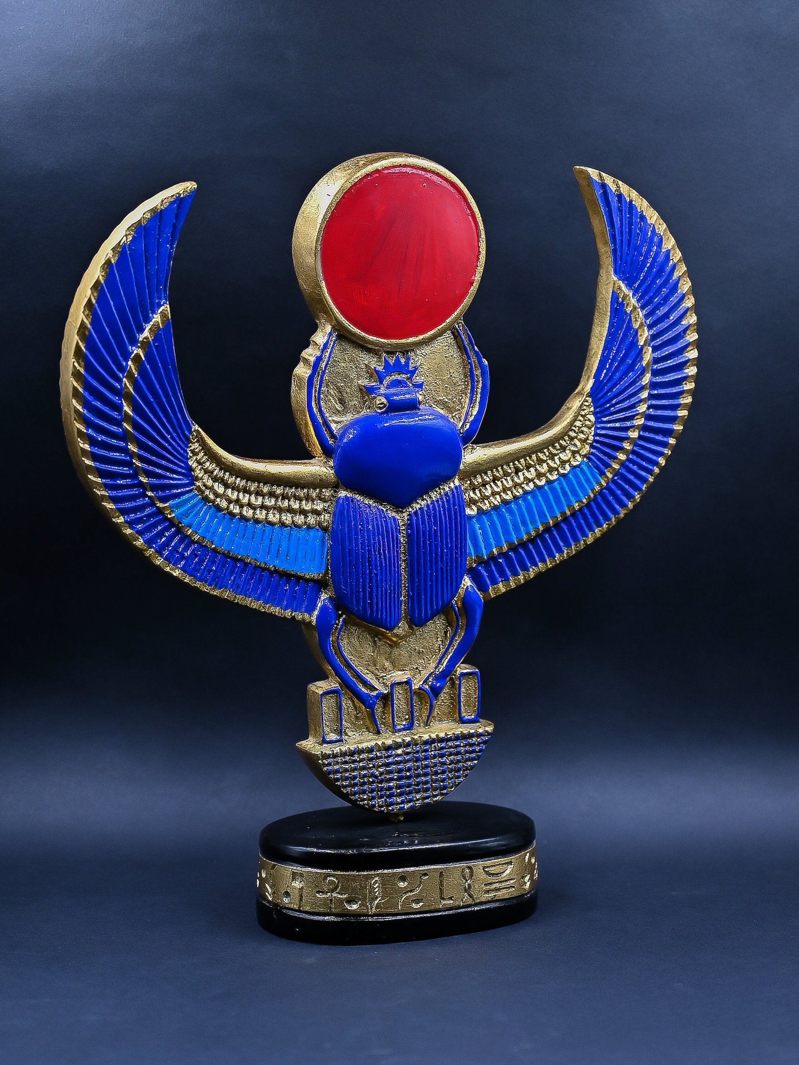 EGYPTIAN Statue of Winged SCARAB BEETLE Khepri Heavy Gold Leaf Made in ...