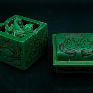 Canopic box 4 jars Pharaonic art Carved inscriptions stone | Etsy