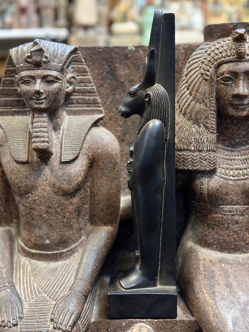 Montu Statue: Egyptian God of War, Bull Head, Basalt Stone - Etsy