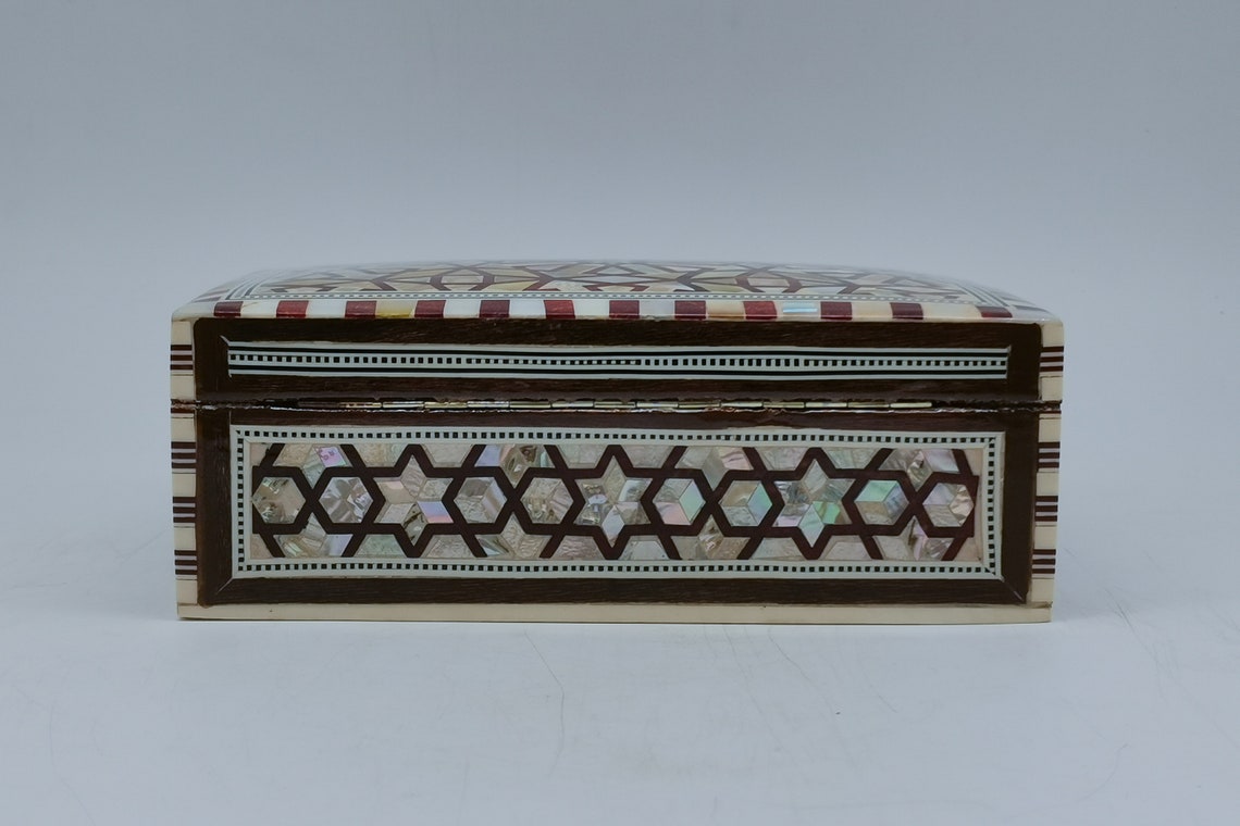 Unique Egyptian Art Seashell Box Handmade Wood Natural | Etsy