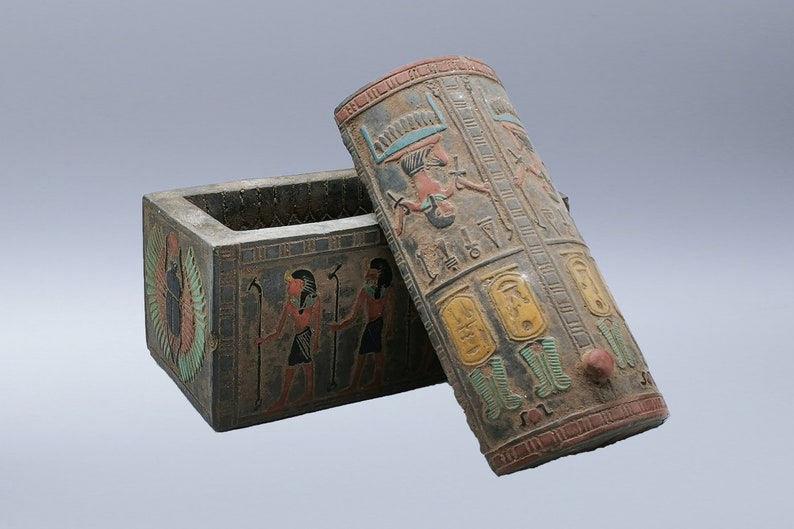 Egyptian Art Box Decorated Pharaonic Inscriptions Colored Made - Etsy