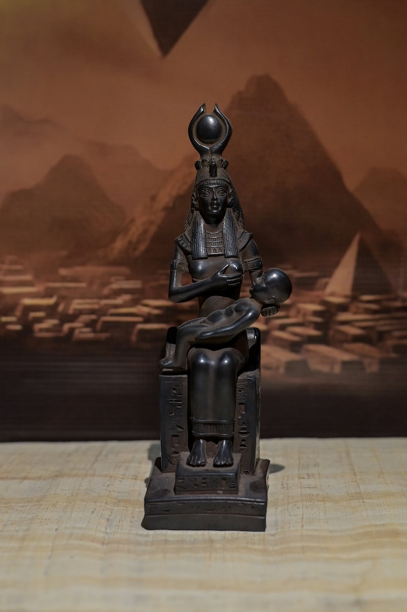 Egyptian Art Goddess Isis Breastfeeding Baby Horus Made in - Etsy