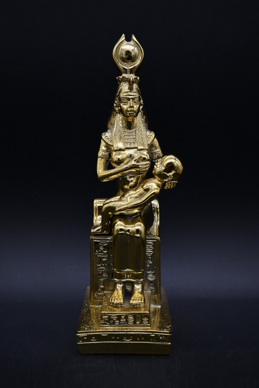 Egyptian Art Goddess Isis Breastfeeding Baby Horus Gold Made - Etsy