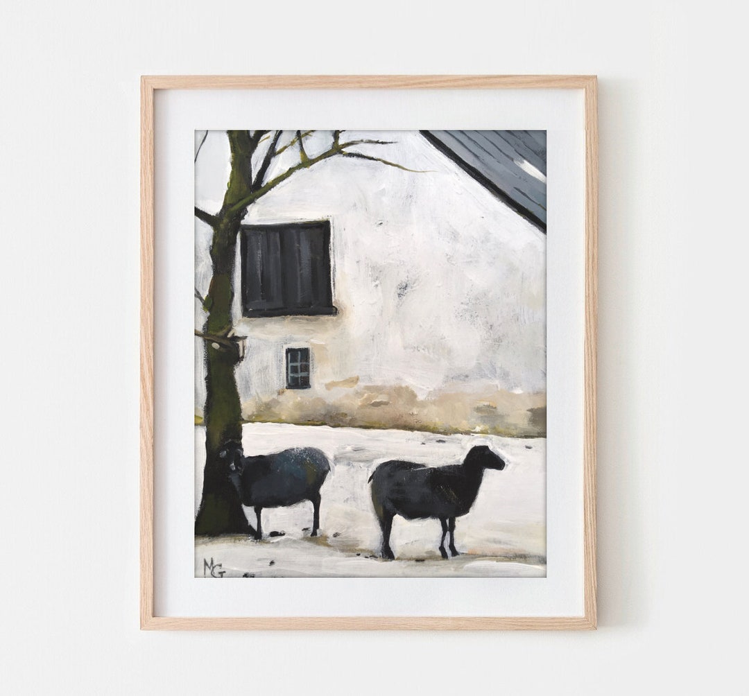 Poster Print Animal Sheep Art Print Acrylic Painting Art Countryside ...