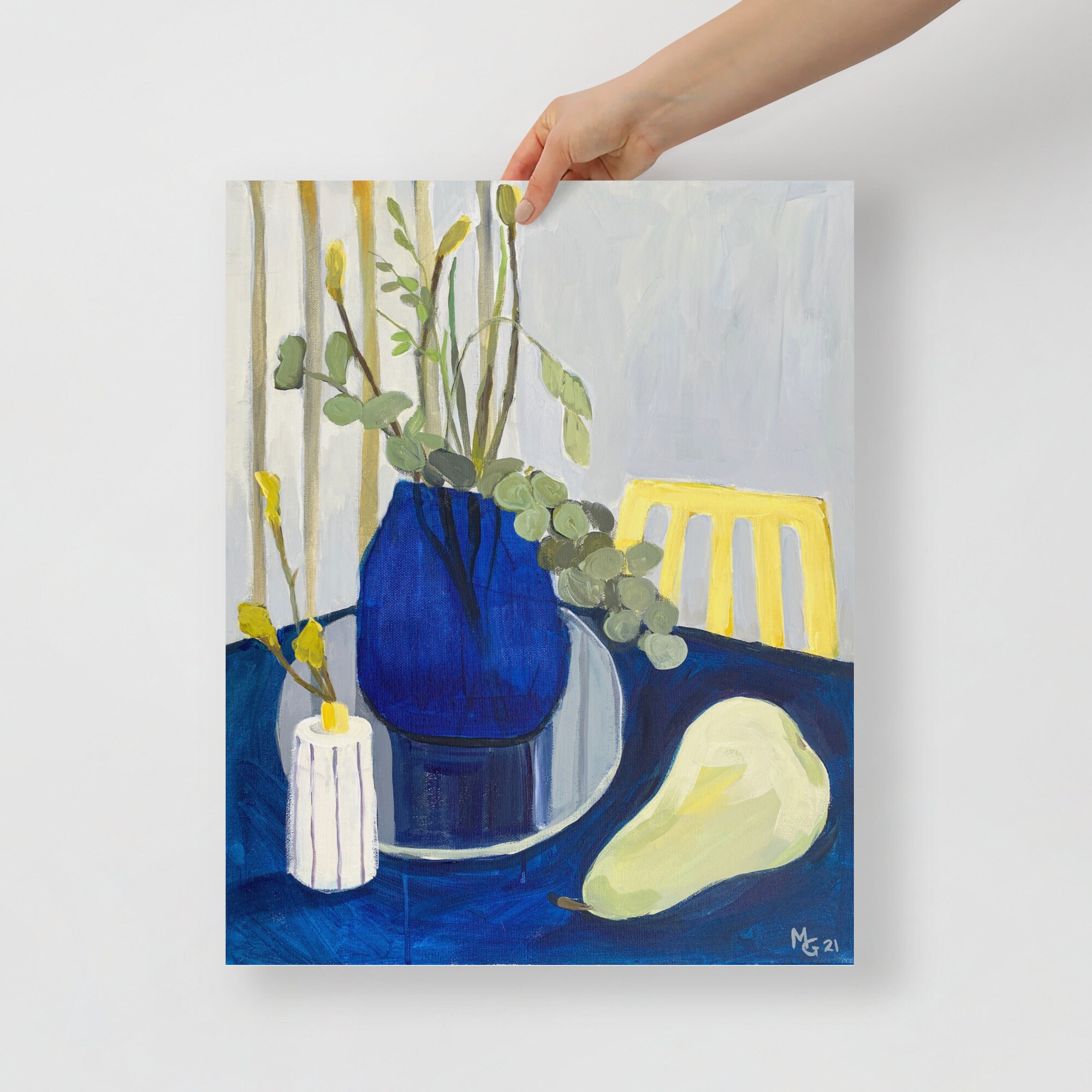 Poster, Print, Still Life, Contemporary Art, Blue, Yellow, Acrylic ...